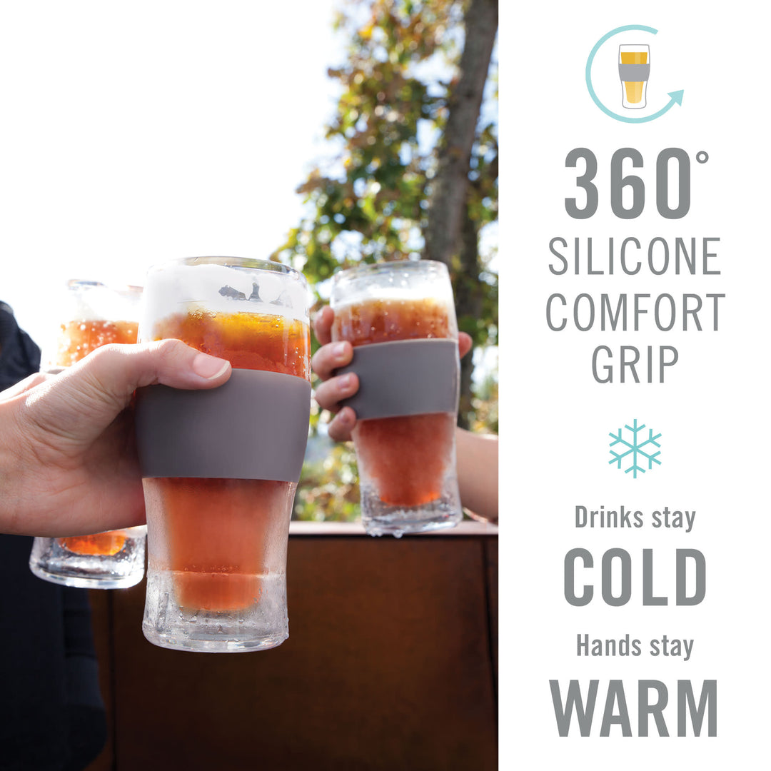 Host FREEZE Beer Glasses Frozen Beer Mugs Freezable Pint Glass Set Insulated Beer Glass to Keep Your Drinks Cold Double Walled Insulated Glasses Tumbler for Iced Coffee 16oz Set of 2 Black